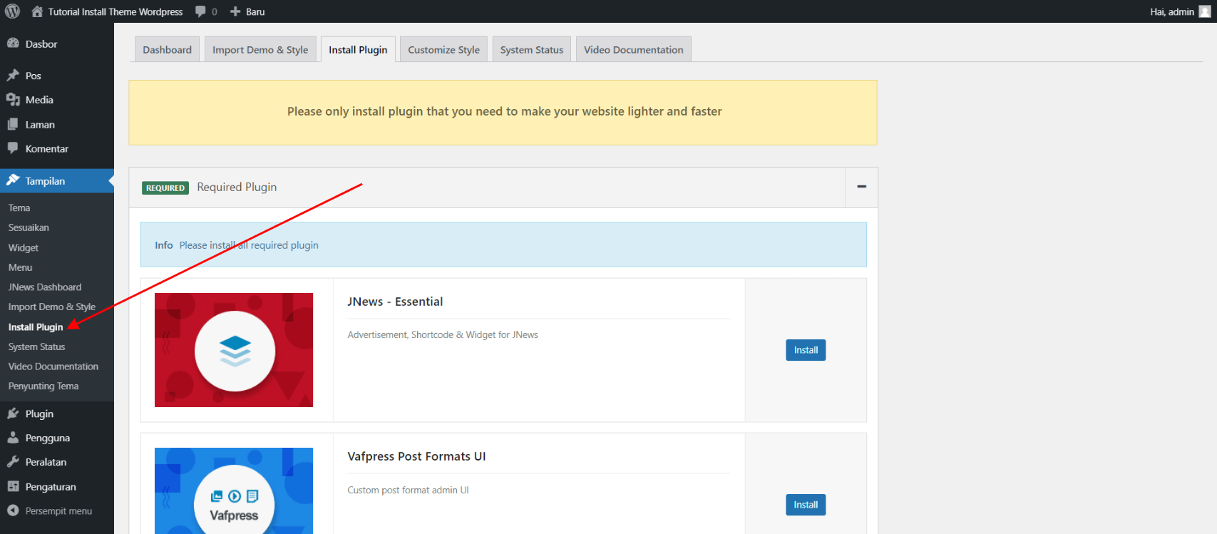 Berikut ini Tutorial cara Install Theme Jnews