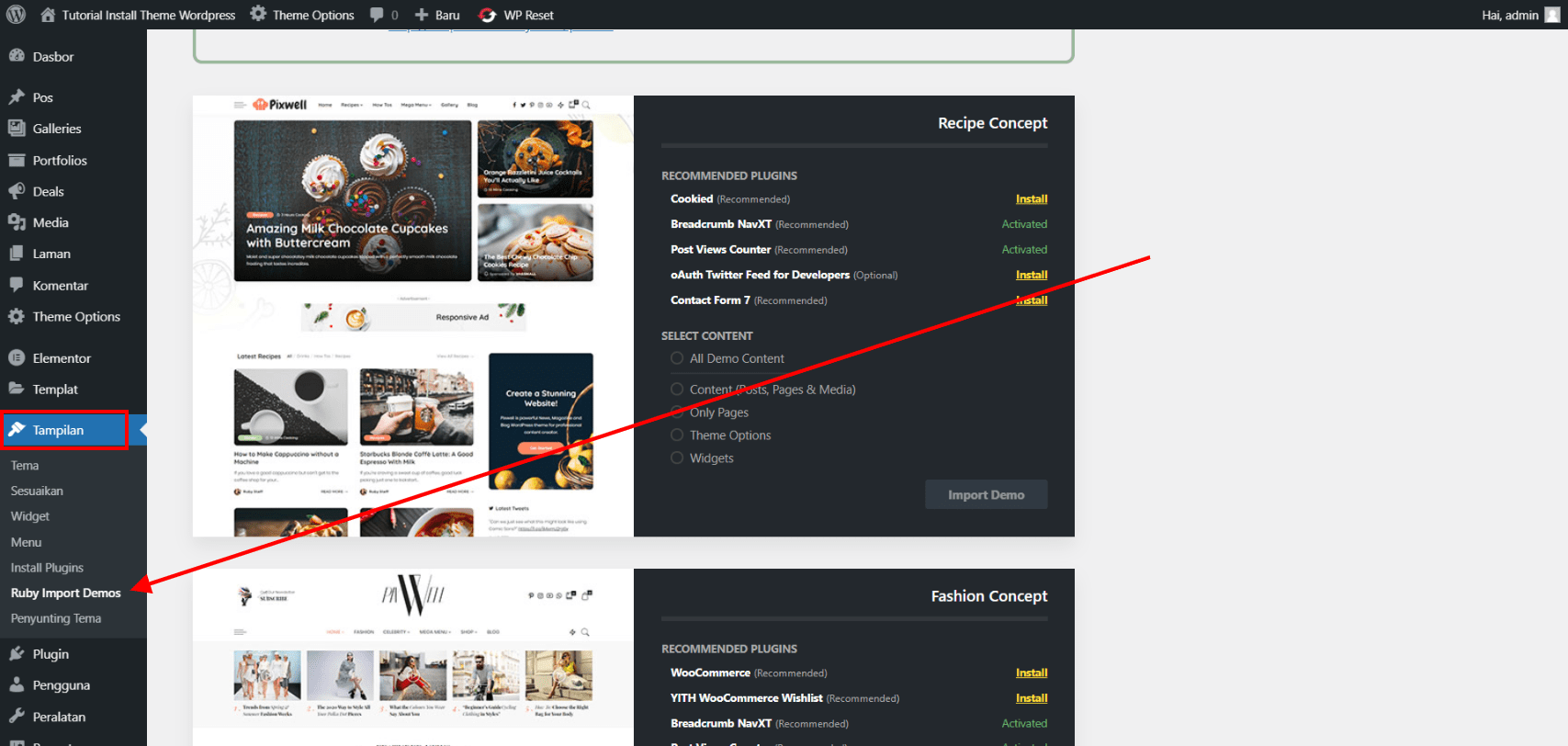 Berikut ini Tutorial cara install theme pixwell