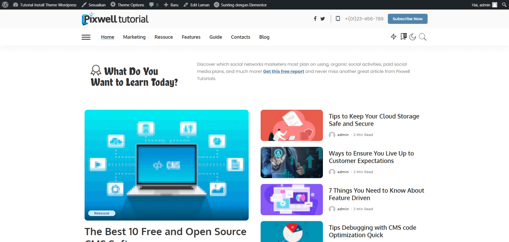 Berikut ini Tutorial cara install theme pixwell