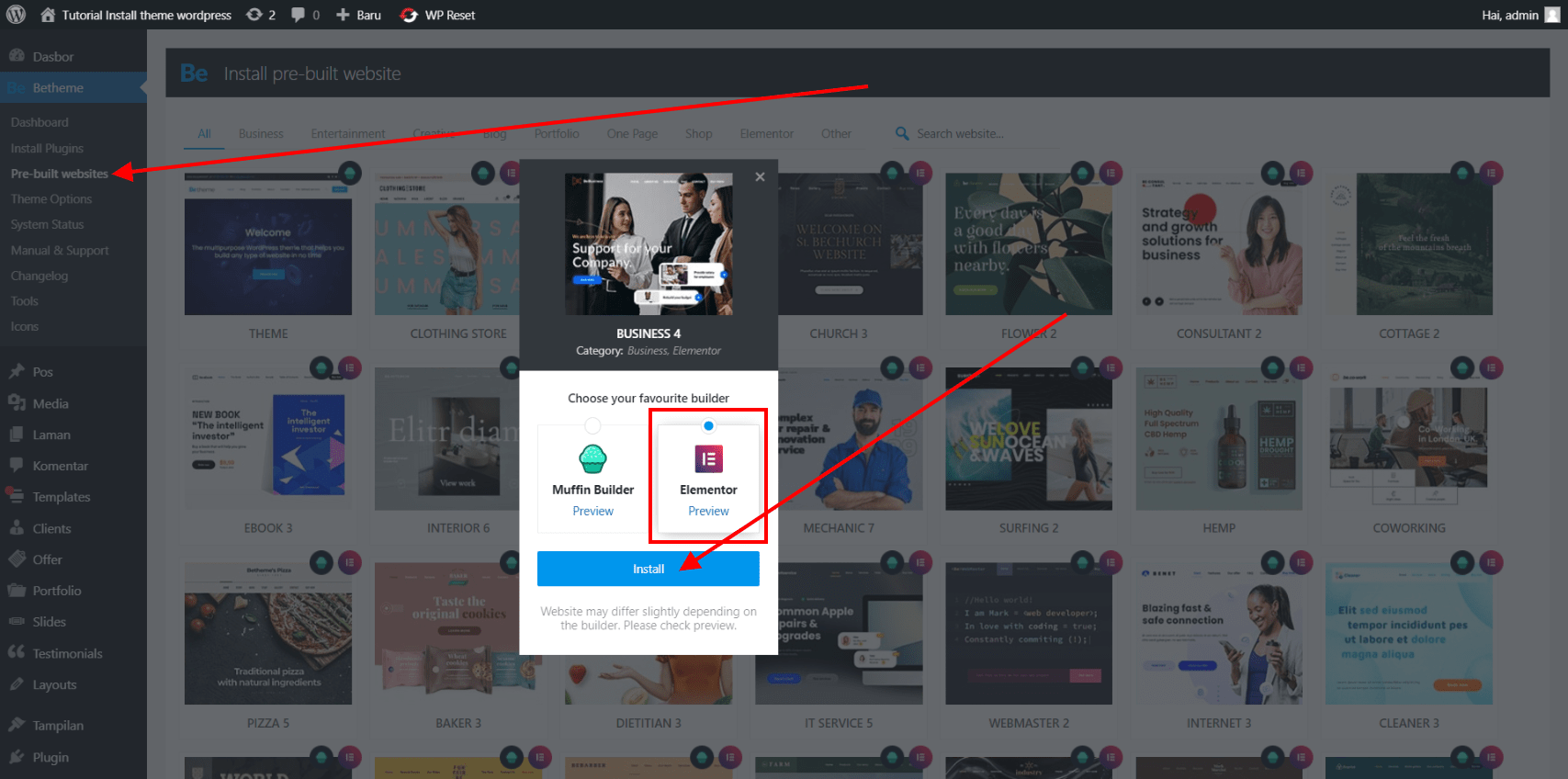 Tutorial install theme BeTheme