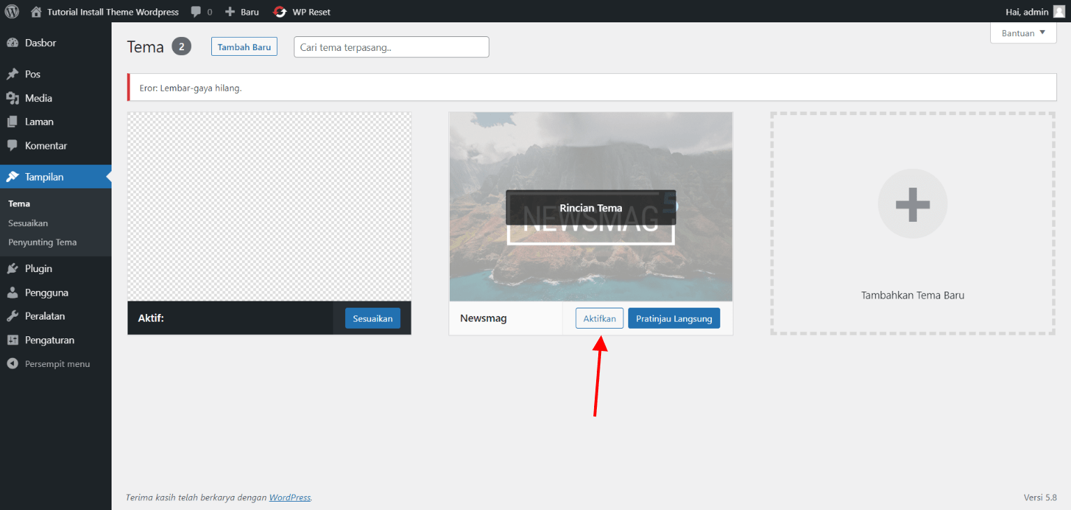 Tutorial Install theme Newsmag