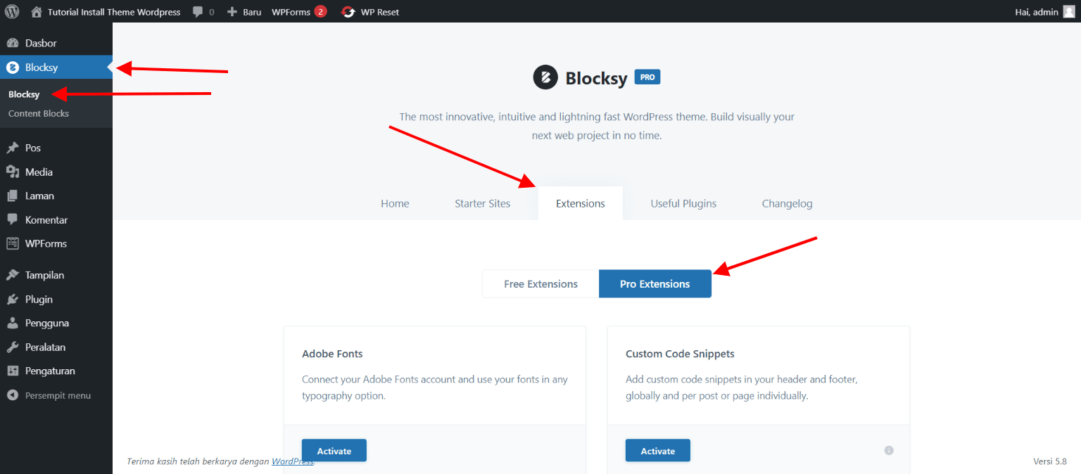 Berikut ini Tutorial Cara Install Theme Blocksy Pro + Setting Pro Extensionsnya (sample)